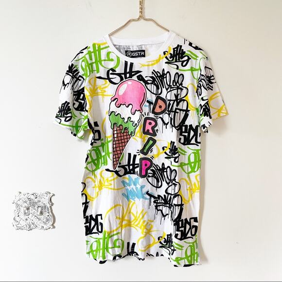 Restricted | Shirts | Rgstr Ice Cream Drip Graffiti Tee L | Poshmark